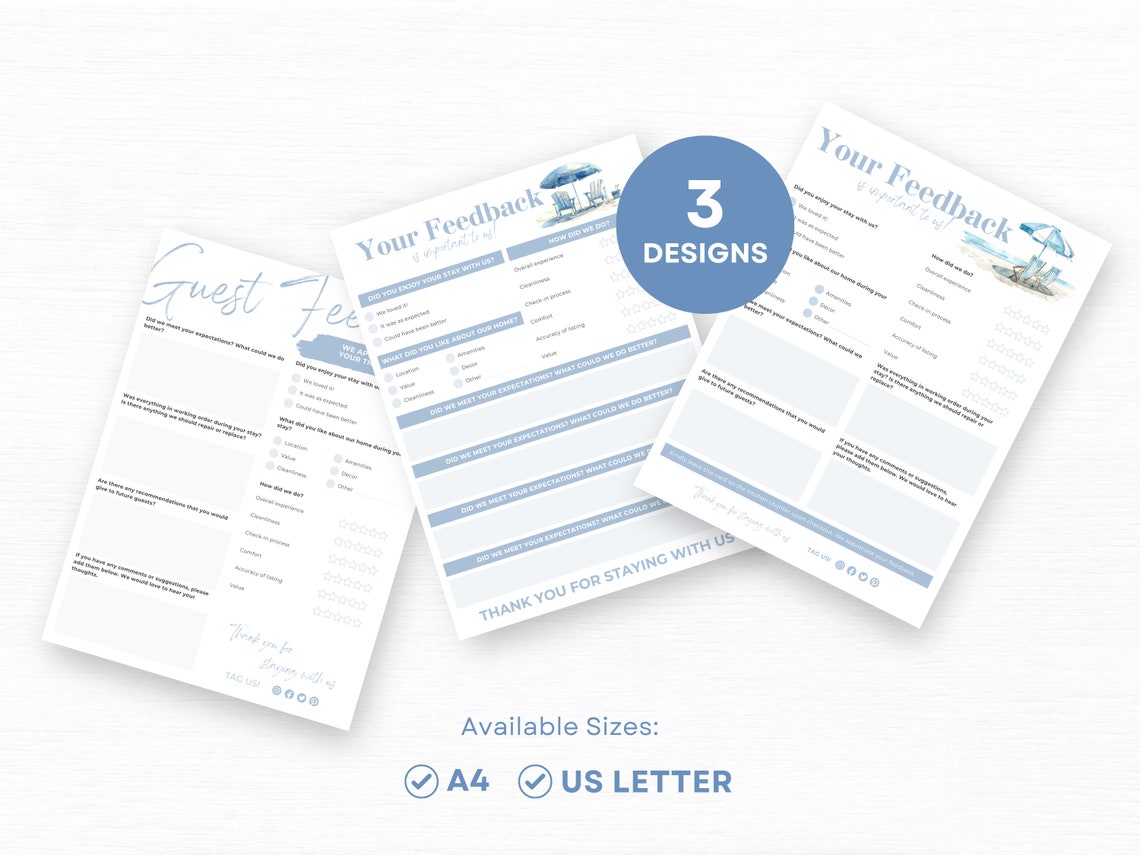 Airbnb Guest Feedback Form, Editable Canva Template, Comment ...