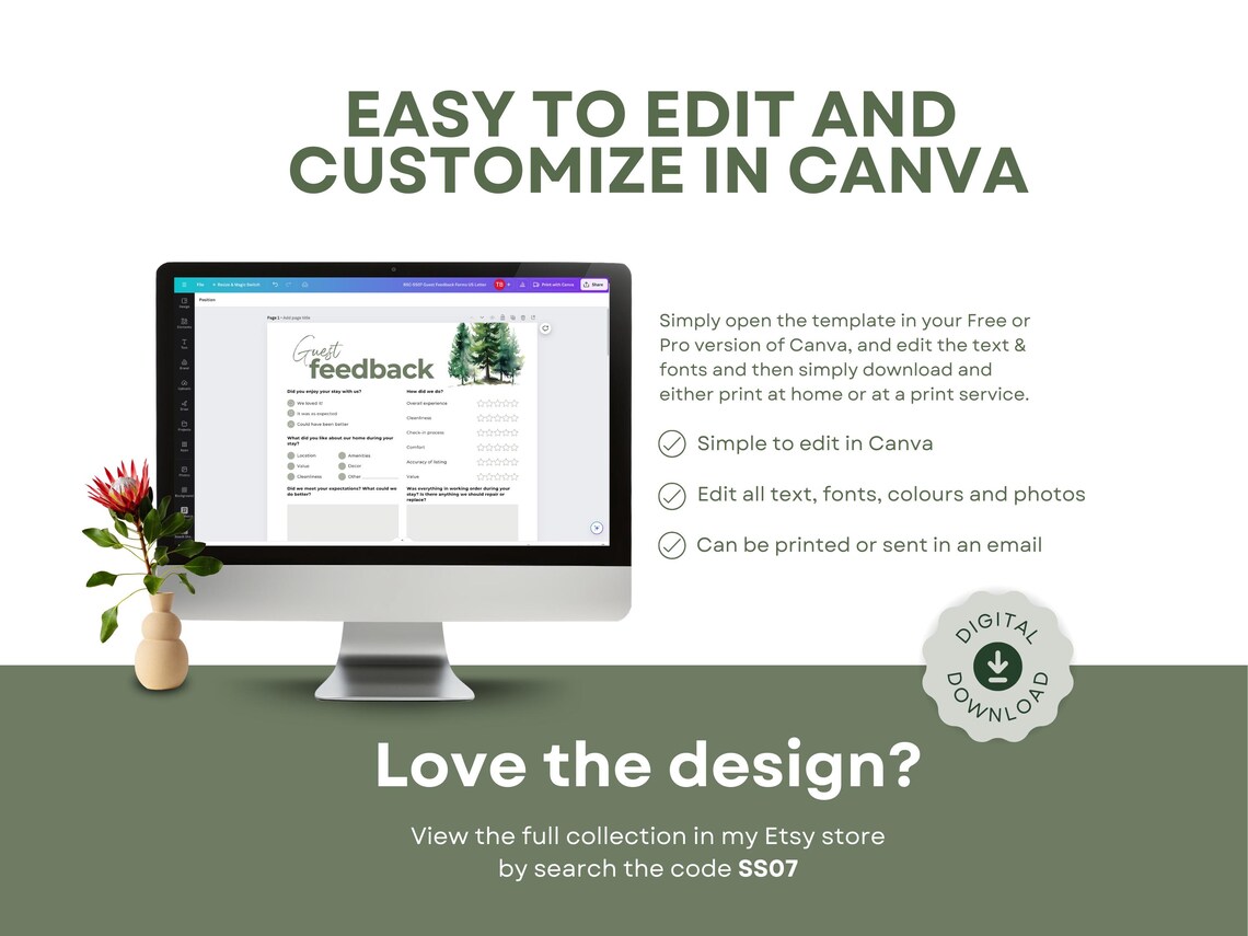 Airbnb Guest Feedback Form: Forest Cabin Design (canva Template) - Etsy