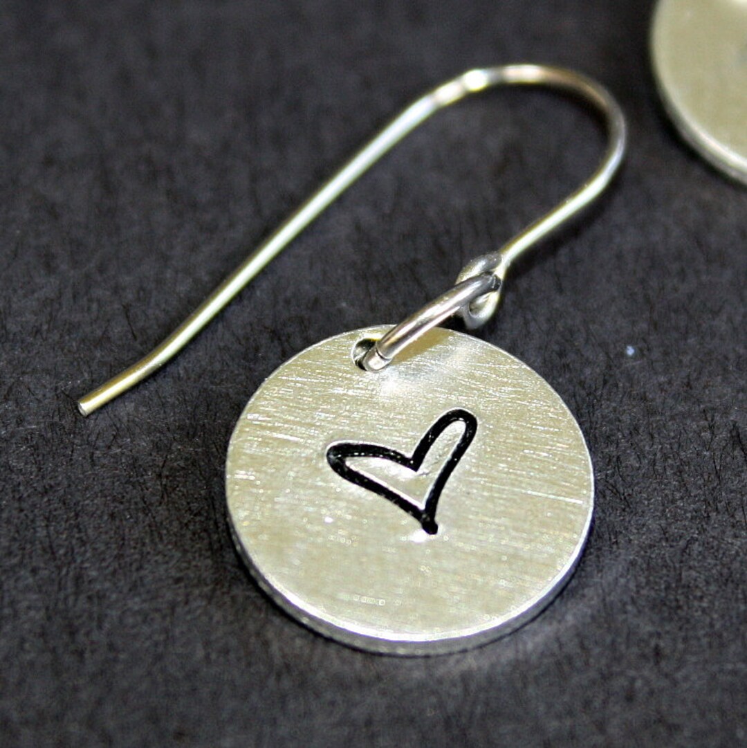 Small Heart - Hand Stamped Earrings - Zodiac Jewelry - Aluminum and ...