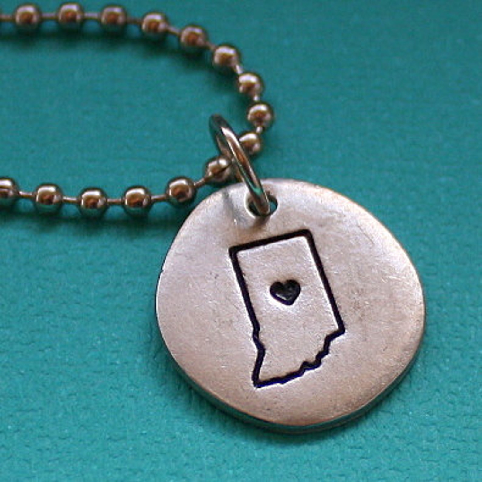 State Love Necklace Indiana Hand Stamped Jewelry United | Etsy