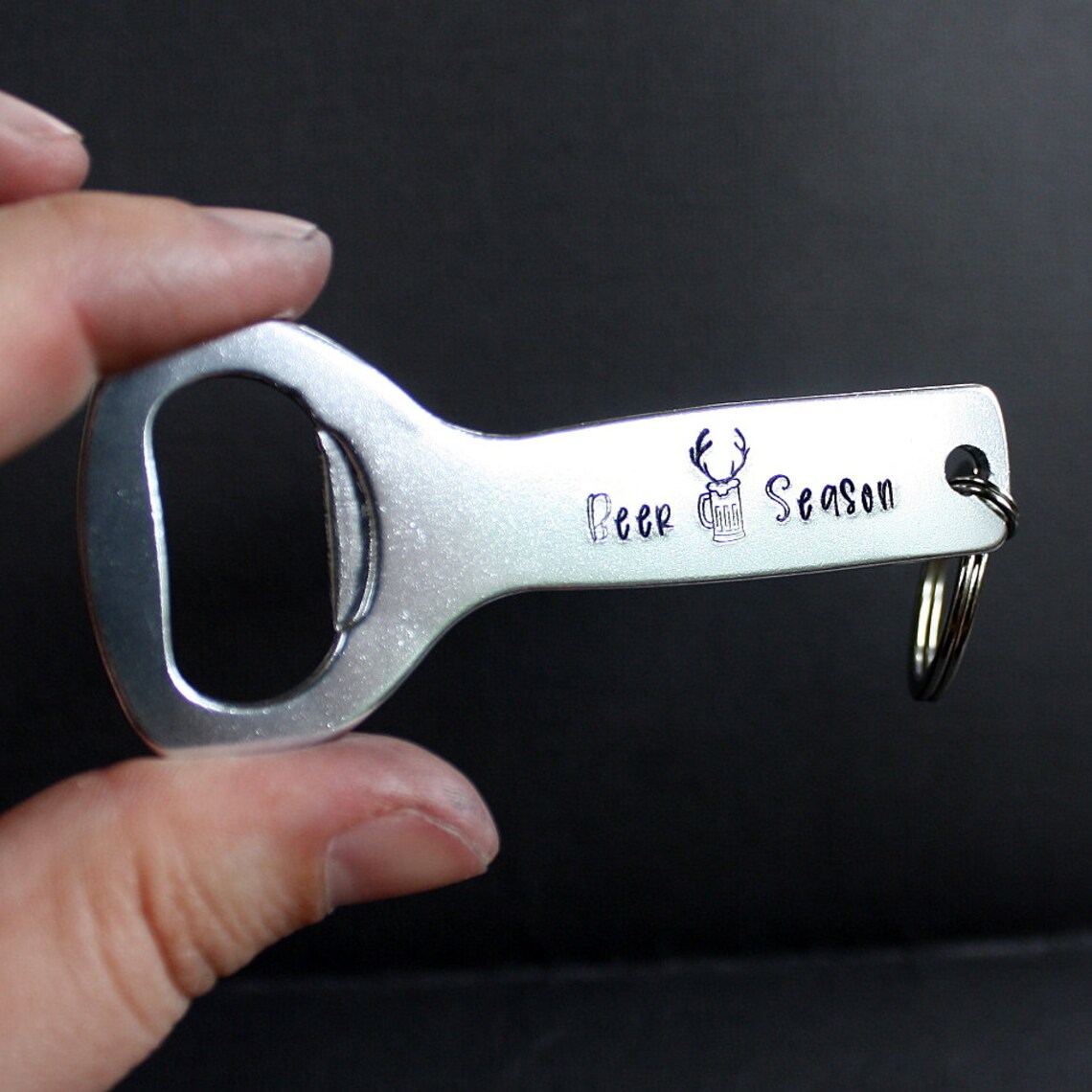Beer Season Bottle Opener Key Ring Hand Stamped Accessories - Etsy