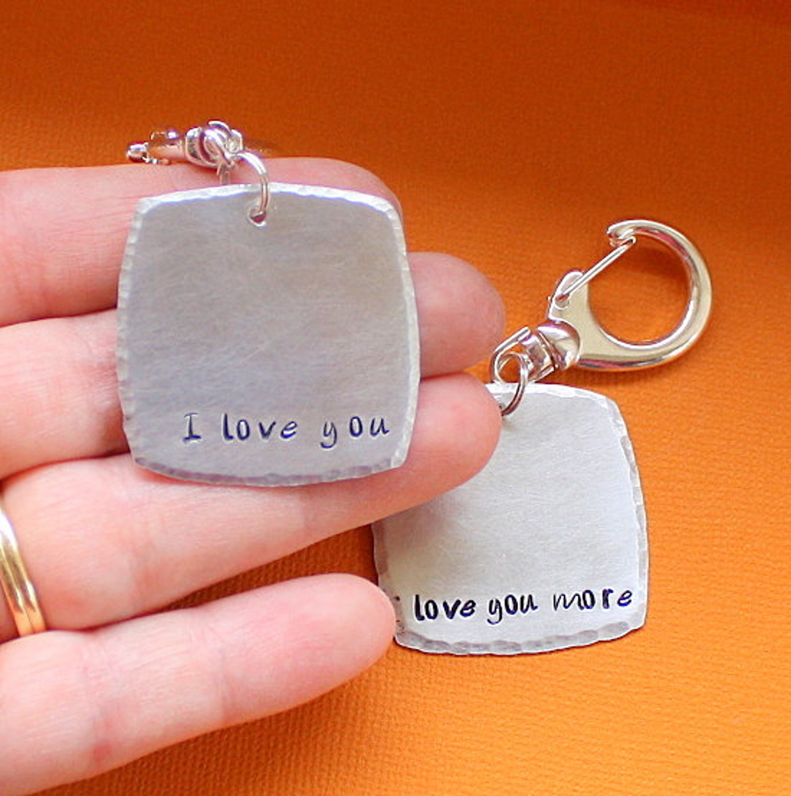 I Love You / Love You More Key Chain Pair Personalized - Etsy