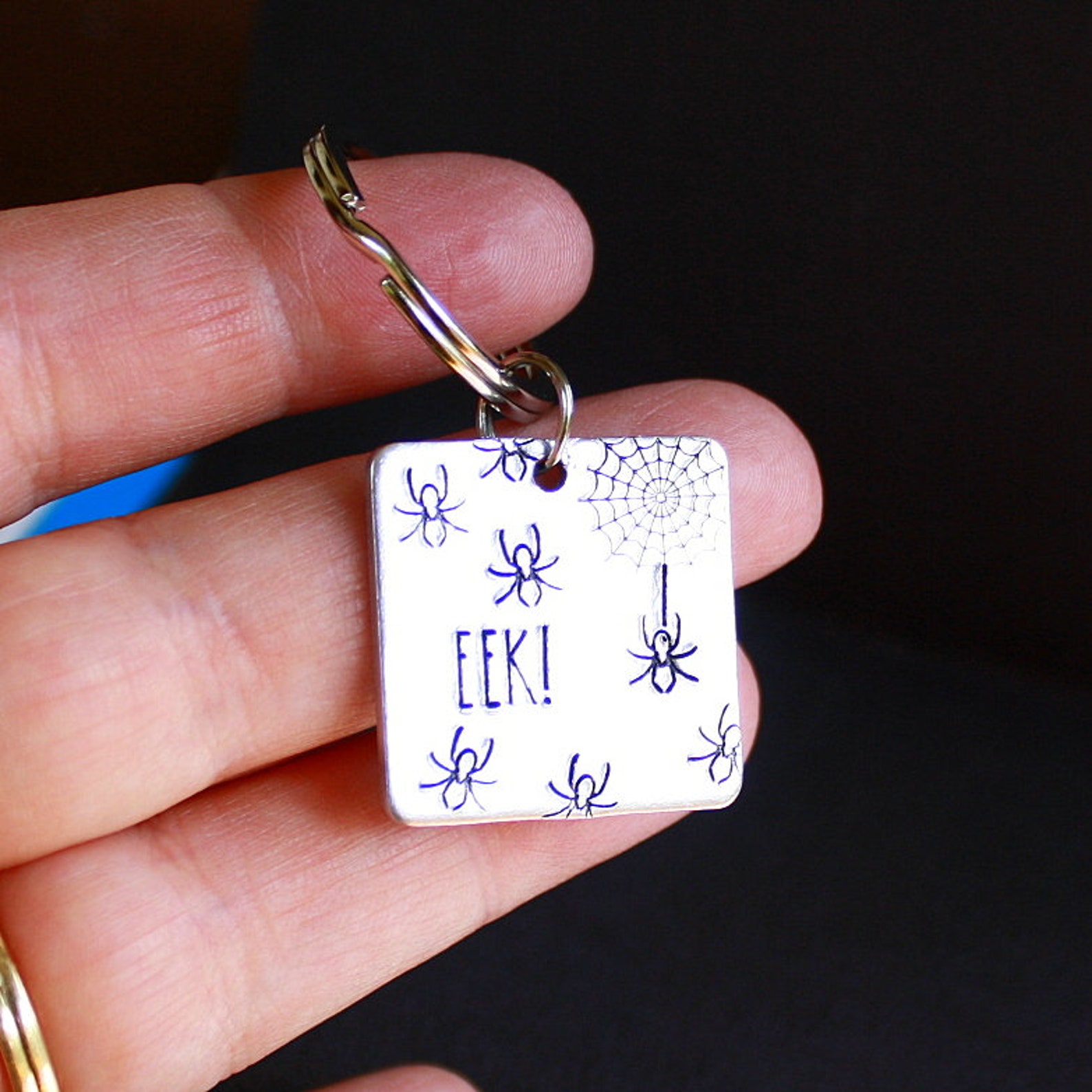 Eek Key Ring Hand Stamped Jewelry | Etsy