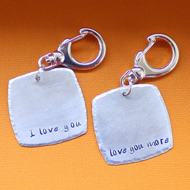 I Love You / Love You More Key Chain Pair Personalized | Etsy