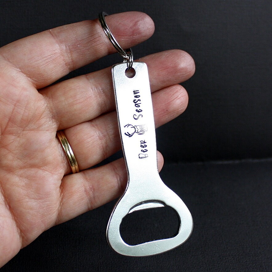 Beer Season Bottle Opener Key Ring Hand Stamped Accessories | Etsy