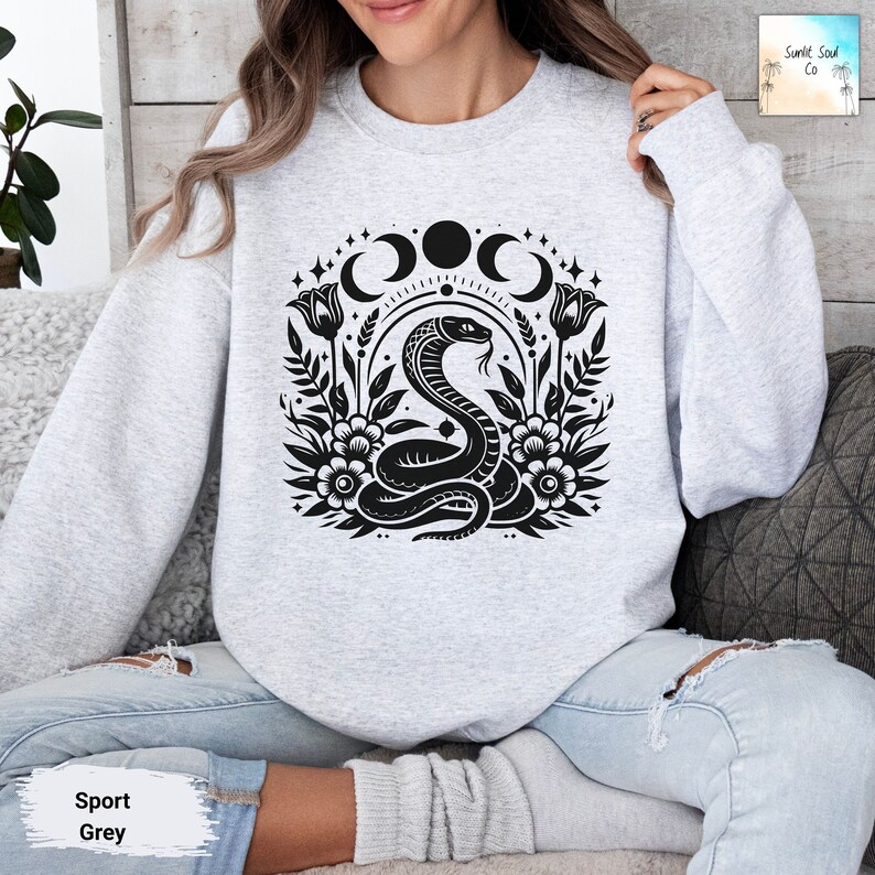Snake Sweatshirt Halloween Sweater Boho Mystical Cute Snake Mom ...