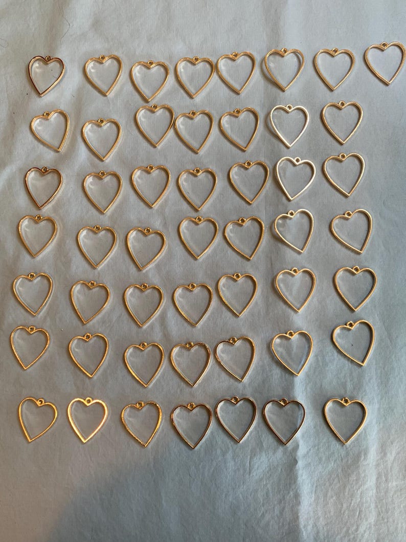 50 Cabochon Bezel Hears for Resin or Clay Golden - Etsy