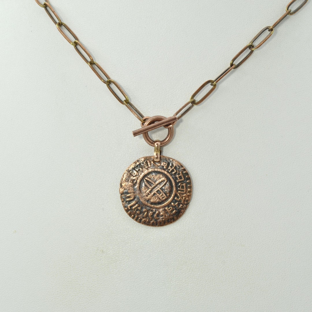 Nepal Coin Necklace: Copper Paisa, Crossed Knives Pendant - Etsy