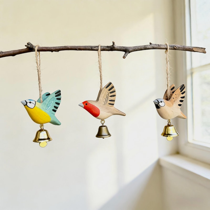 Wooden Bird Chime Mobile - Etsy UK