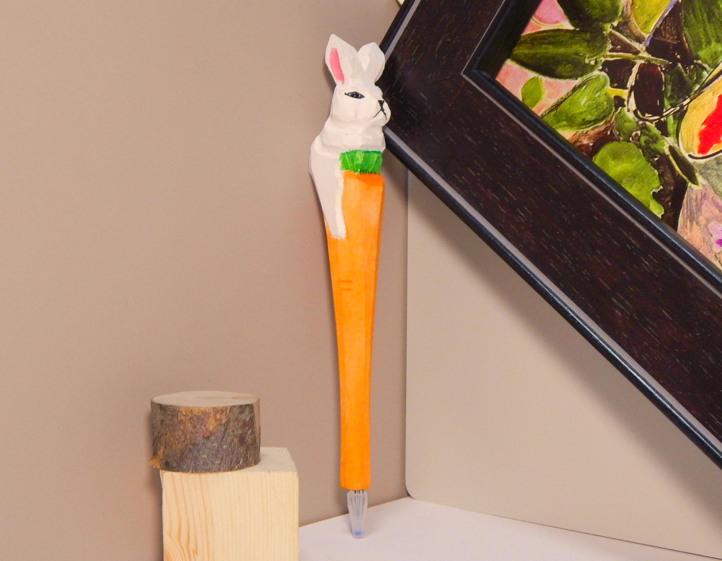 Hand-carved Wooden Rabbit Pen – Birthday Gift for Friend, Personalized ...
