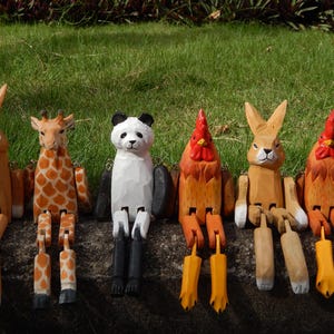 Hand-carved Wooden Hanging-legs Rabbit Figurine rustic Home Decor ...