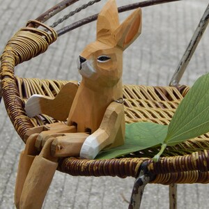 Hand-carved Wooden Hanging-legs Rabbit Figurine rustic Home Decor ...