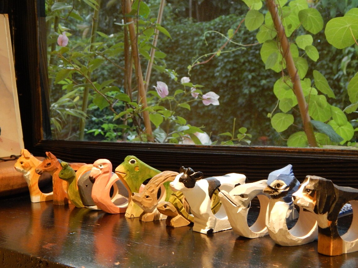 Hand-carved Wooden Frog Napkin Ring Handmade Home Decor, Rustic Table ...