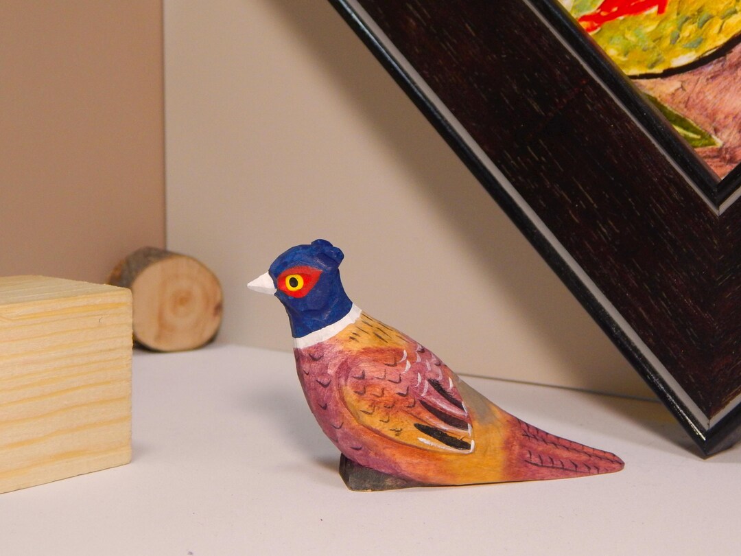 Hand-carved Wooden Pheasant Figurine Rustic Home Decor, Christmas Gift ...