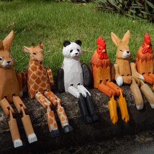 Hand-carved Wooden Hanging-legs Rabbit Figurine rustic Home Decor ...