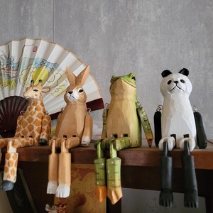Hand-carved Wooden Hanging-legs Rabbit Figurine rustic Home Decor ...