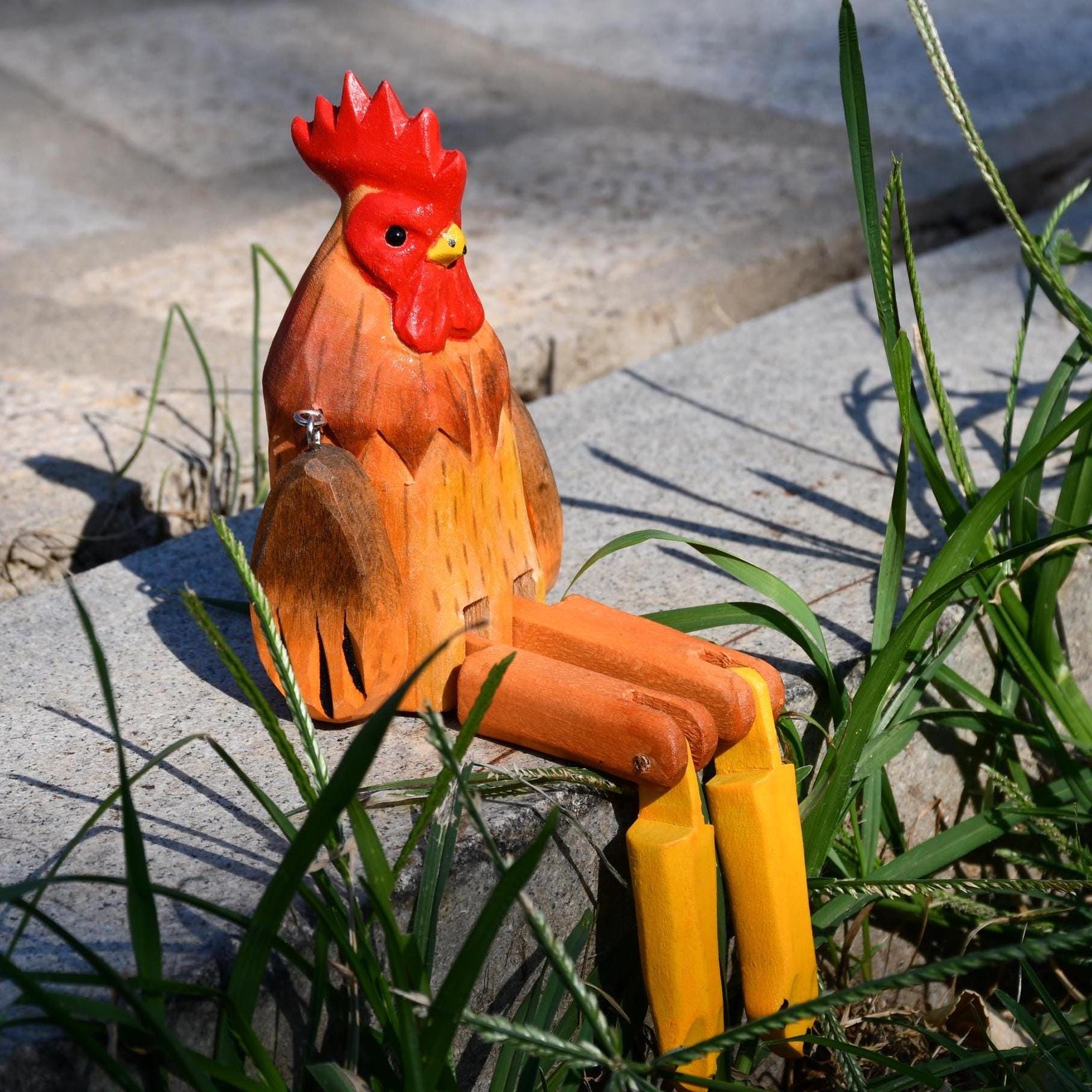 Hand-carved Wooden Rooster Figurine: Rustic Animal Decor Christmas ...