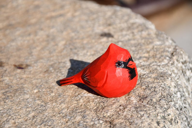 Hand-carved Wooden Northern Cardinal Figurine – Rustic Home Decor, Bird ...