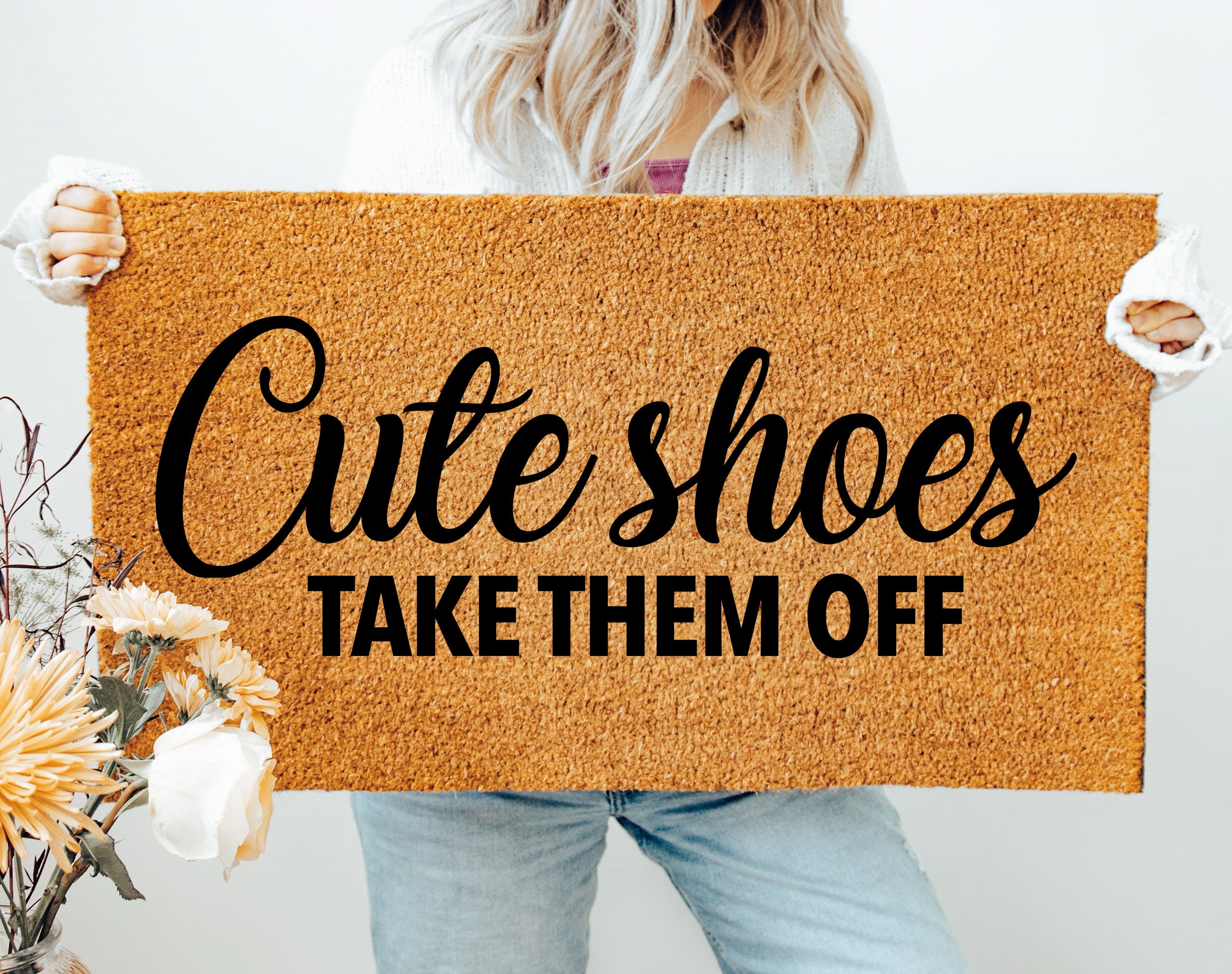 Cute Shoes Take Them off Doormat, Funny No Shoes Door Mat, Flocked Coir ...