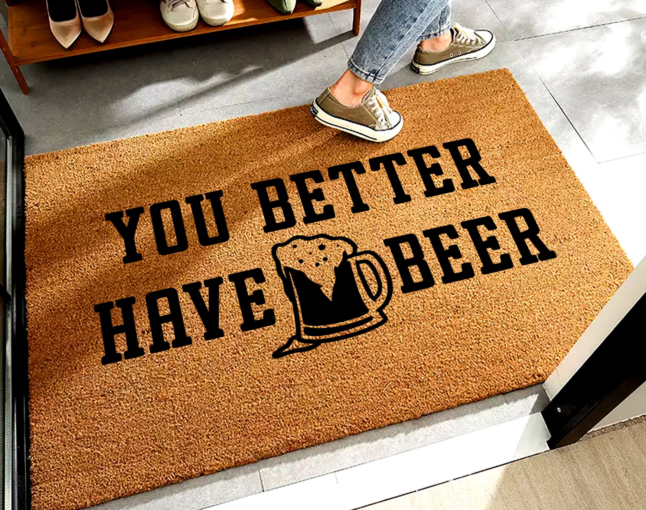 You Better Have Beer Doormat, Welcome Doormat, Funny Doormat, Flocked ...