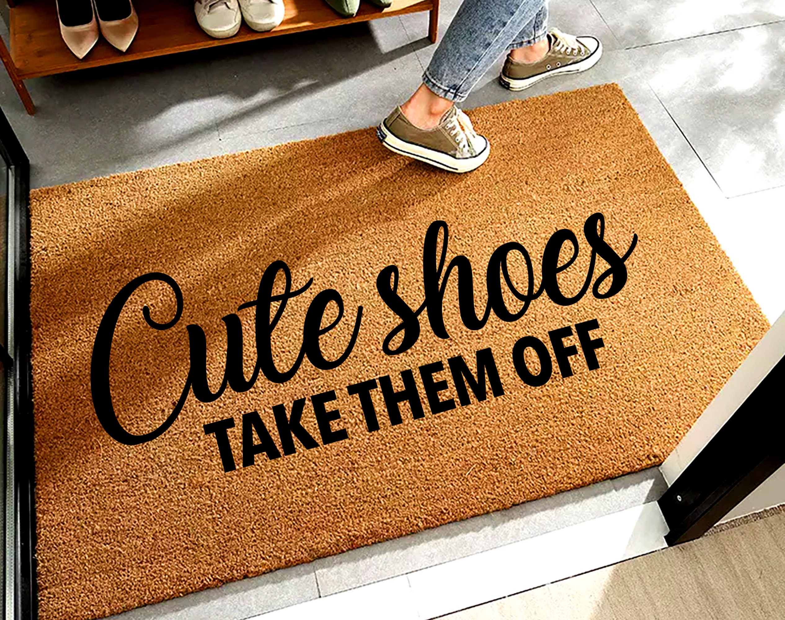 Cute Shoes Take Them off Doormat, Funny No Shoes Door Mat, Flocked Coir ...