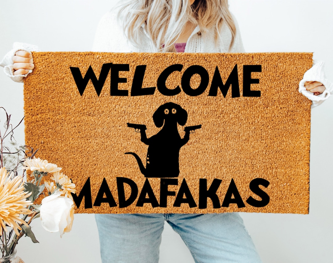 Welcome Madafakas Dog Doormat, Cute Door Mat, Flocked Coir Outdoor ...