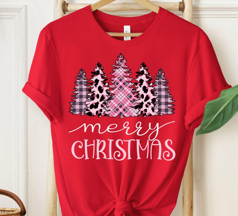 Leopard Print Christmas Tree Shirt, Ladies Merry Christmas Sweatshirt ...
