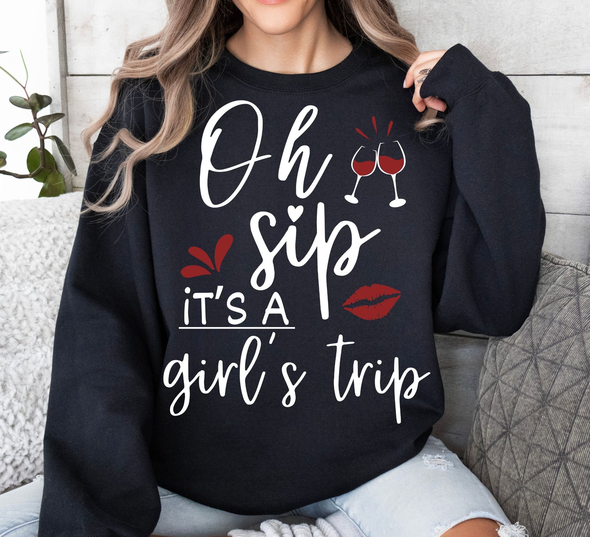 Oh Sip Its A Girls Trip, Ladies Group Vacation T Shirts, Matching Shirts, All Girls Trip Shirt ...