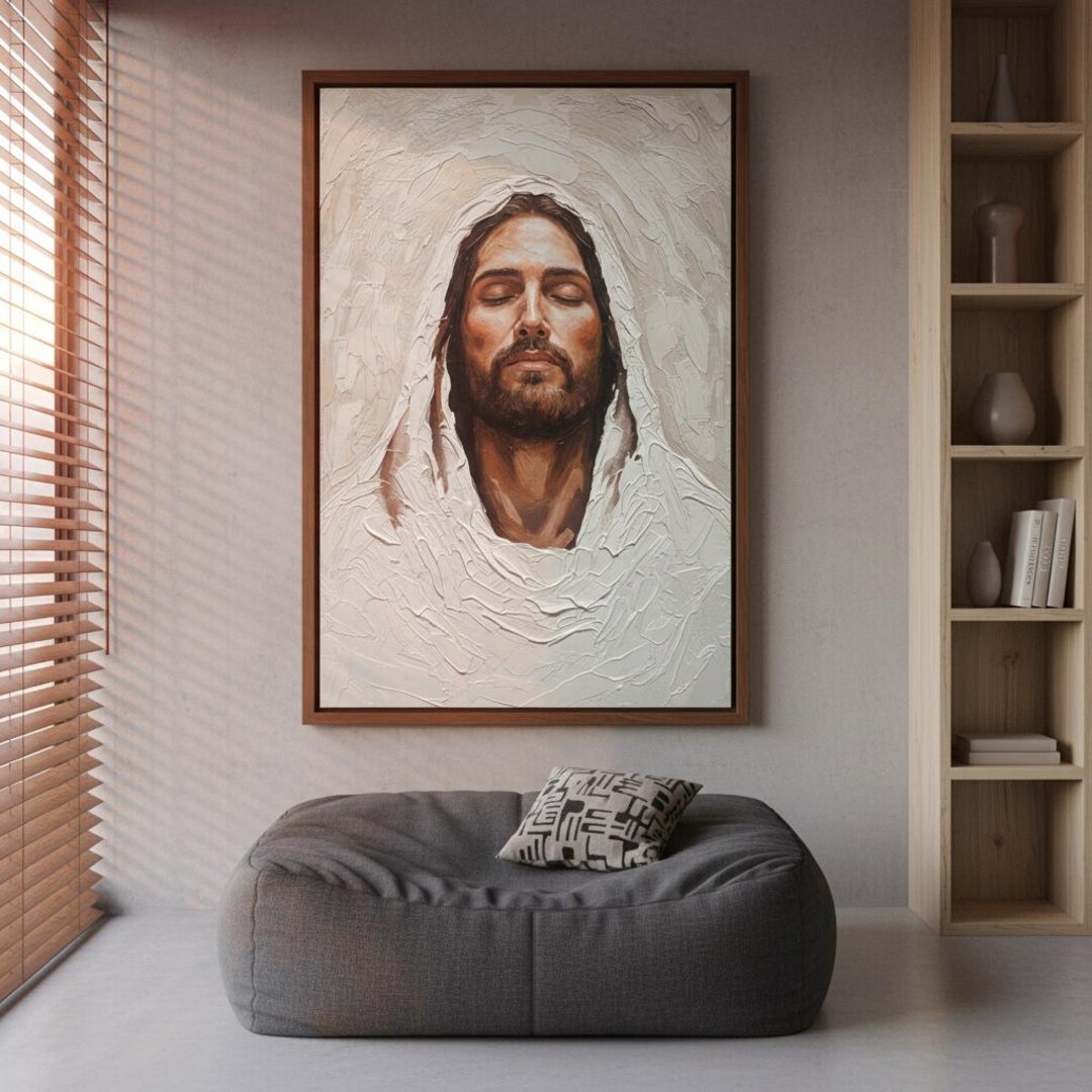 Serene Jesus Christ Oil Painting Portrait | Textured Religious Art ...