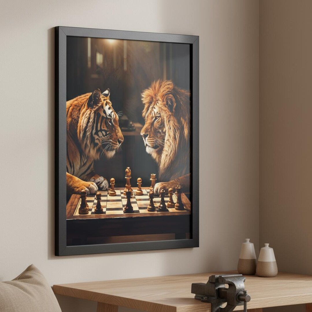 Lion Vs Tiger Chess Canvas Print | Abstract Animal Wall Art - Etsy
