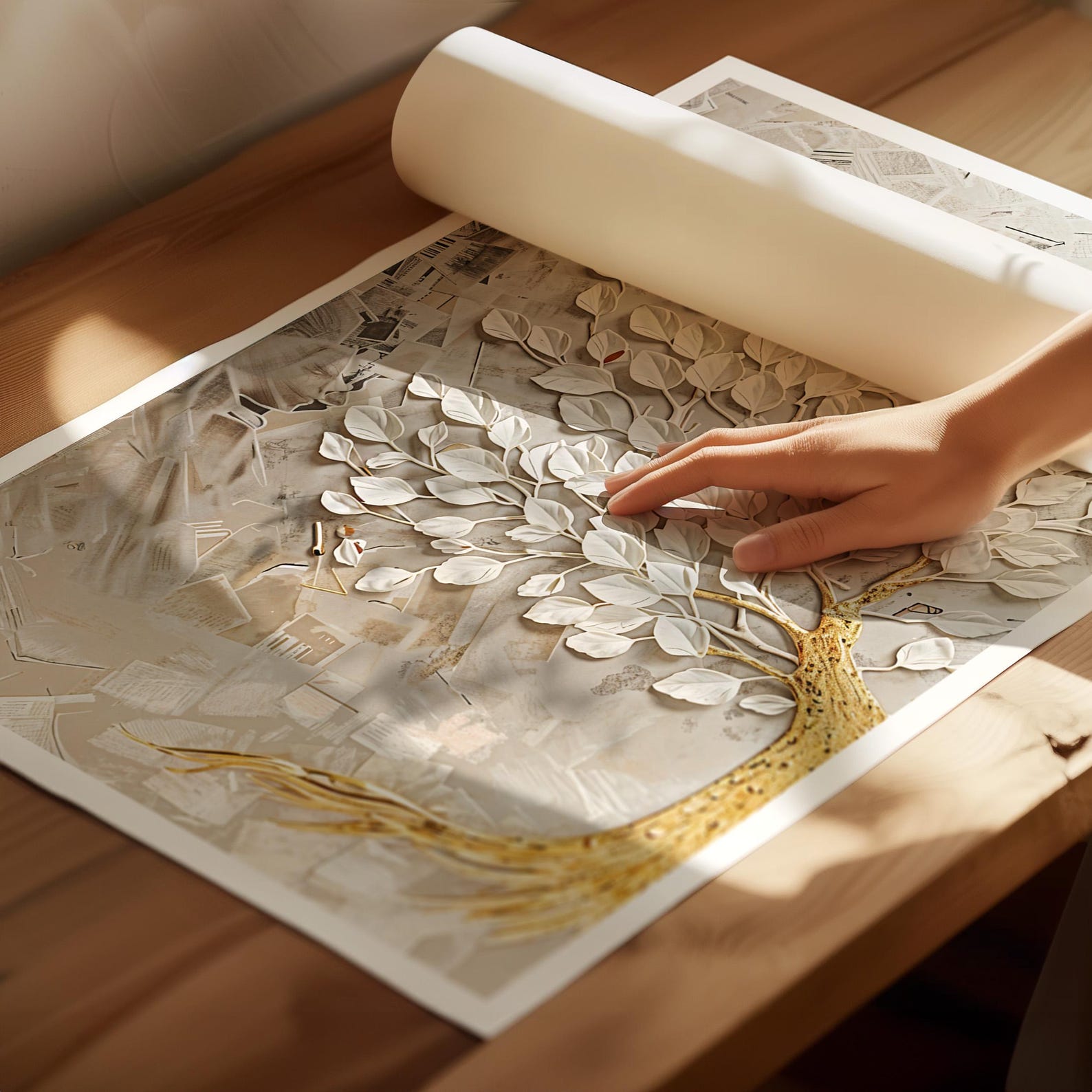 Tree of Prosperity Canvas Prints | Gold & White Abstract Wall Art (set ...