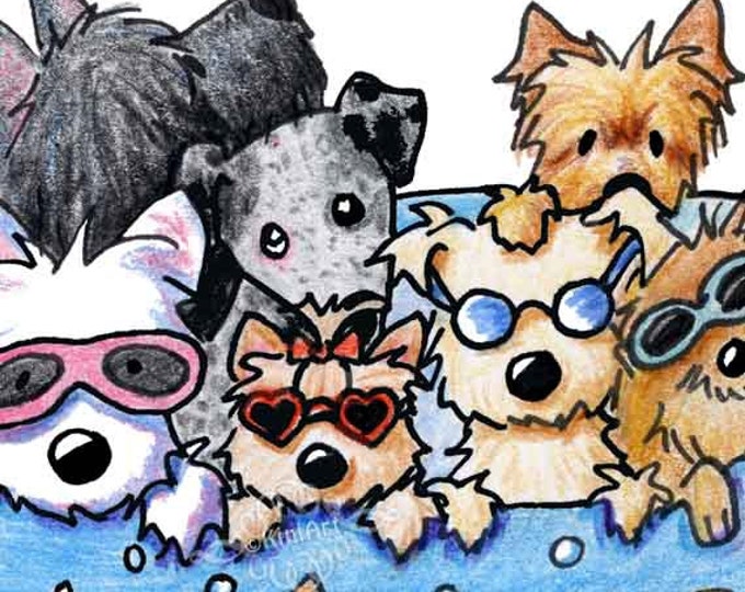 Doggie Pool Pawrty Original Dog Breed Art Drawing ACEO - Etsy
