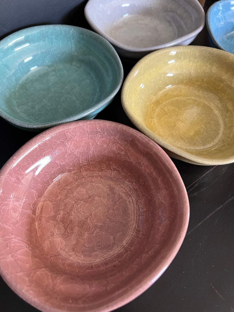 Set of 5 Different Colors Bowl Vintage Pottery Japanese Pottery ...