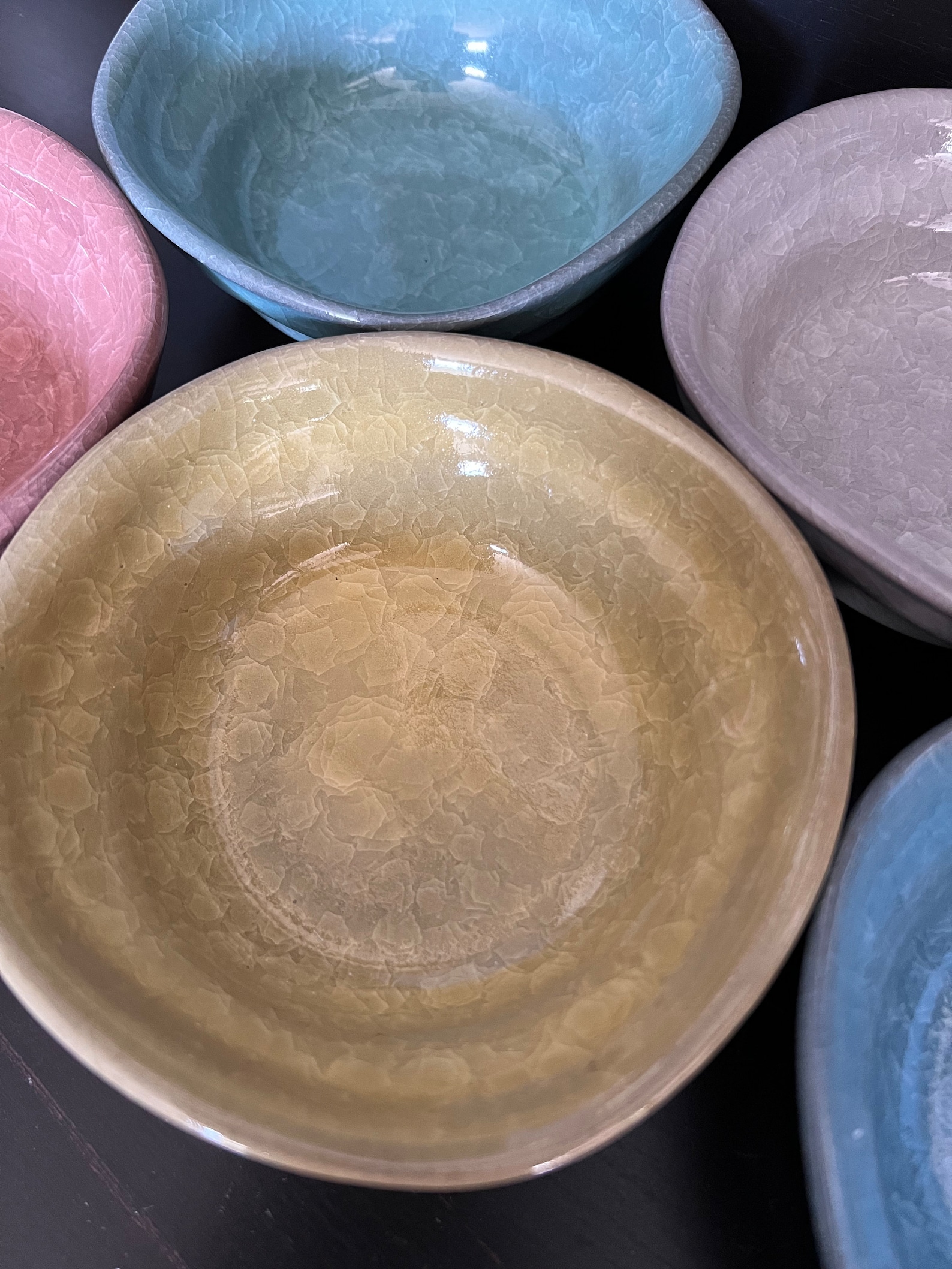 Set of 5 Different Colors Bowl Vintage Pottery Japanese Pottery ...