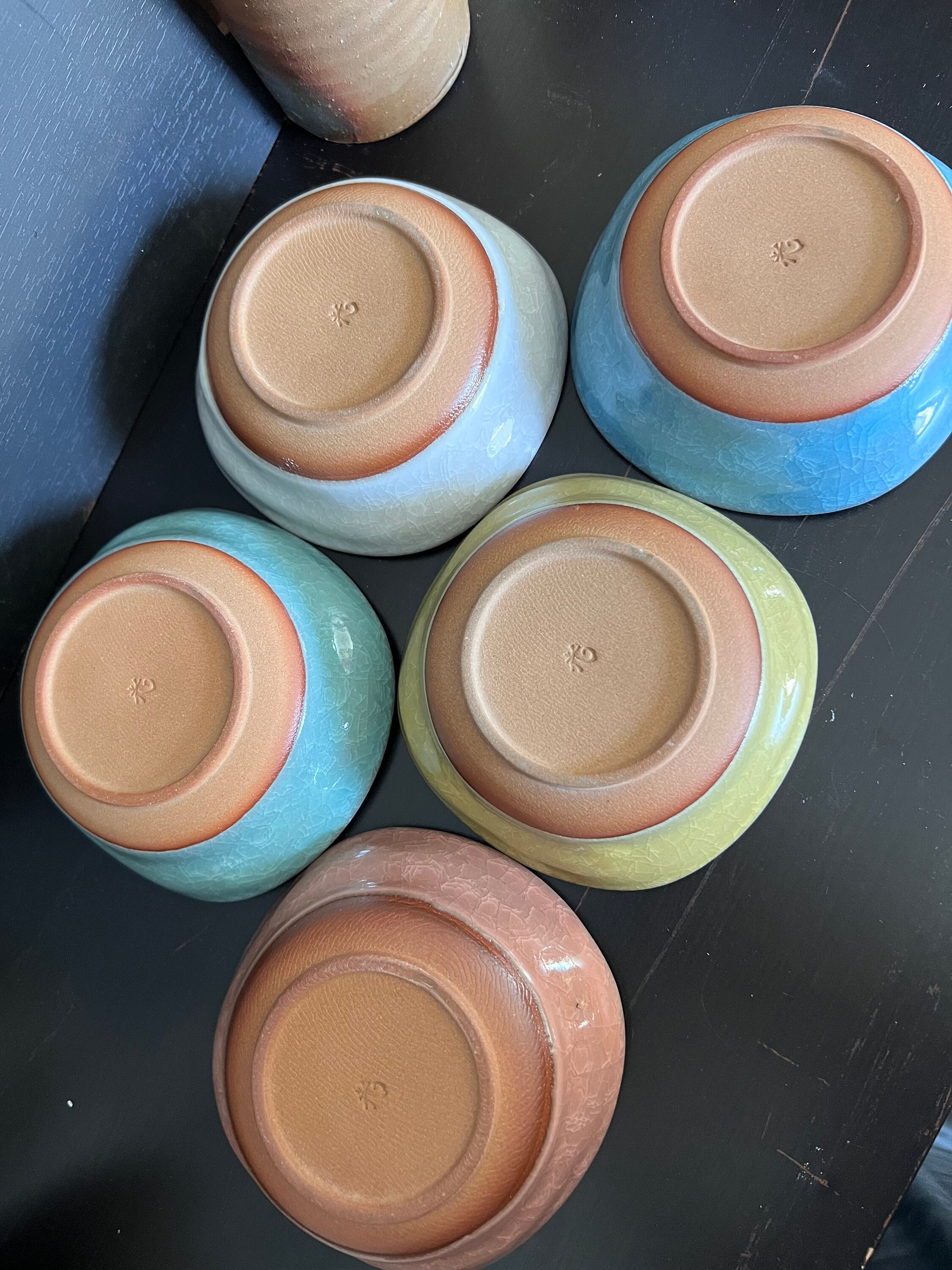 Set of 5 Different Colors Bowl Vintage Pottery Japanese Pottery ...