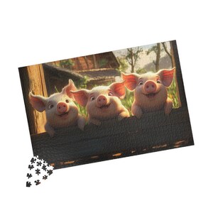 Three Little Pigs Puzzle (110, 252, 520, 1014-piece) Pig Lover, Farm ...
