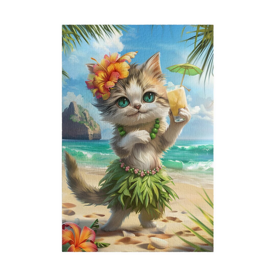 Hula Dancing Cat Puzzle (110, 252, 520, 1014-piece) Hula, Cat Lover ...