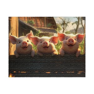 Three Little Pigs Puzzle (110, 252, 520, 1014-piece) Pig Lover, Farm ...