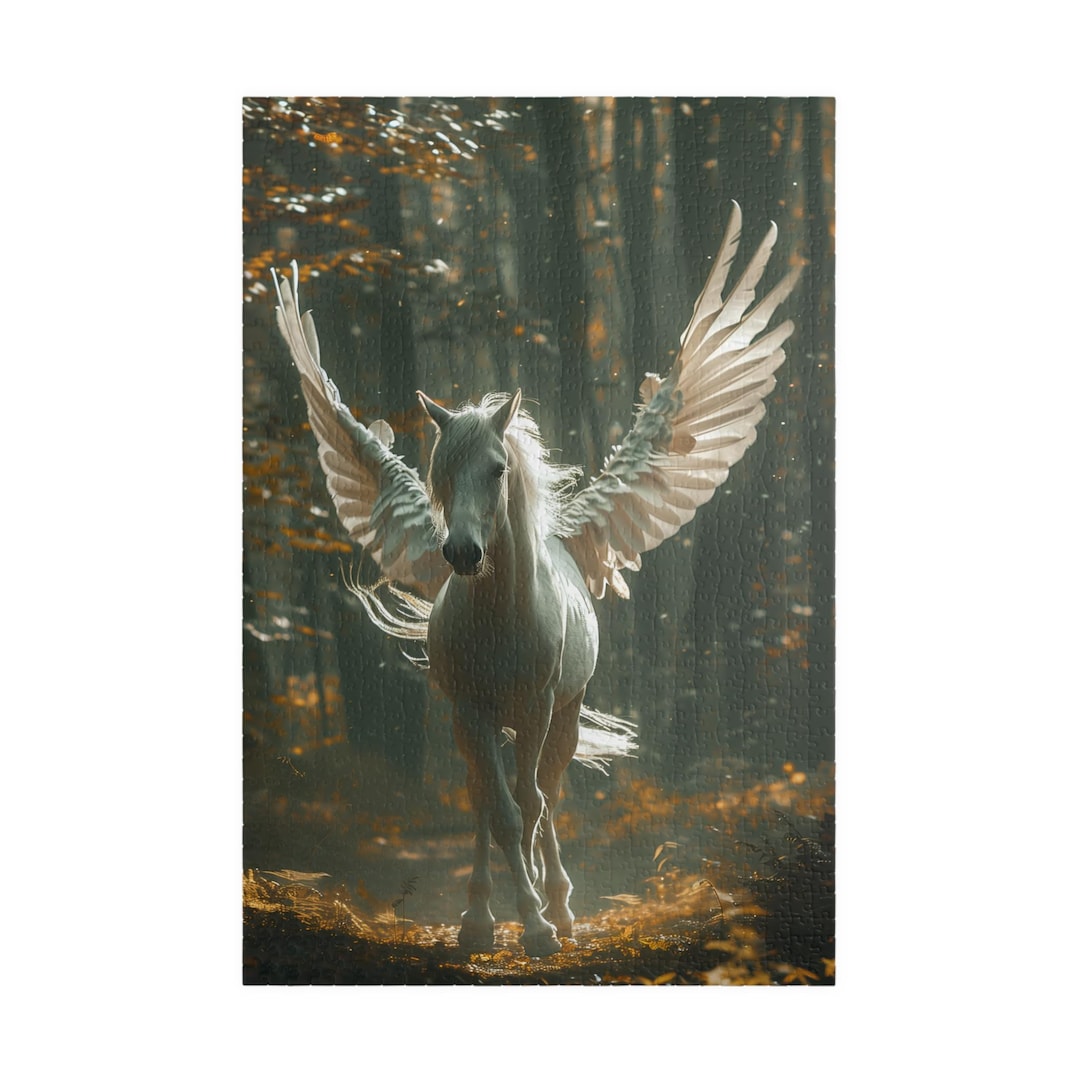 White Pegasus Puzzle (110, 252, 520, 1014-piece) Horse Lover, Mythical ...