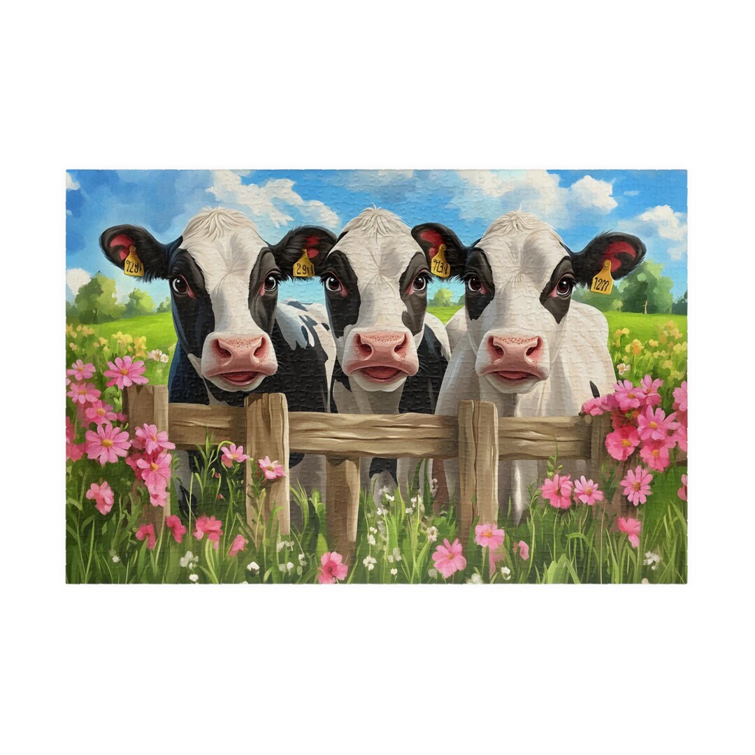 Cute Cows Puzzle (110, 252, 520, 1014-piece) Cow Lover, Adorable Cattle ...