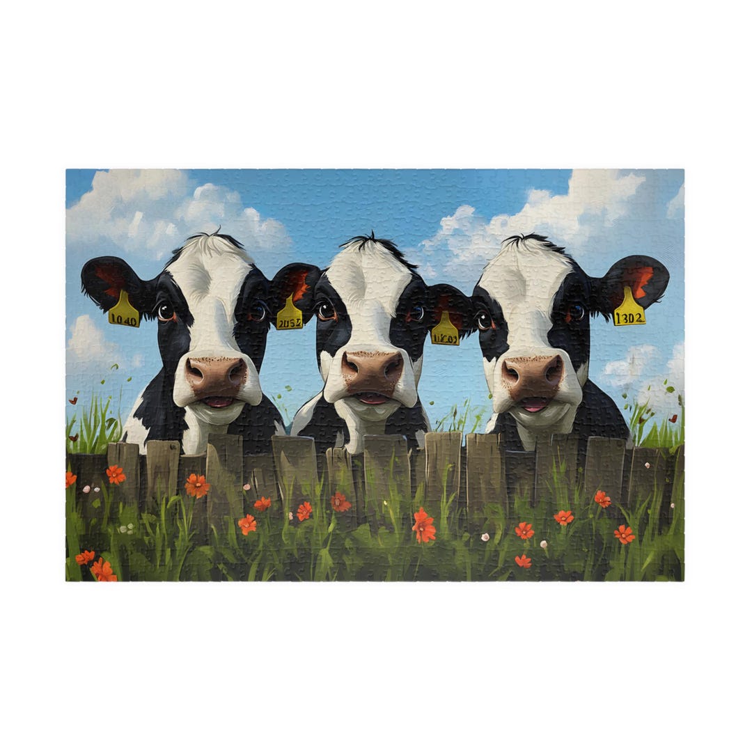 Cute Cows Puzzle (110, 252, 520, 1014-piece) Cow Lover, Farm Animal ...