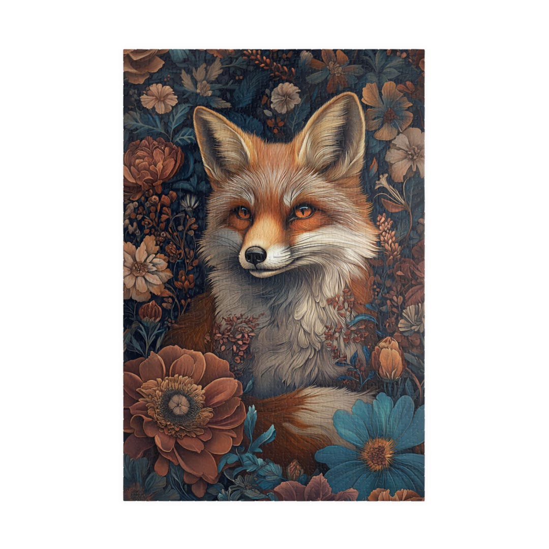 Puzzle Wall Art, Fox Flowers Psychedelic Pattern, Magali Villeneuve ...
