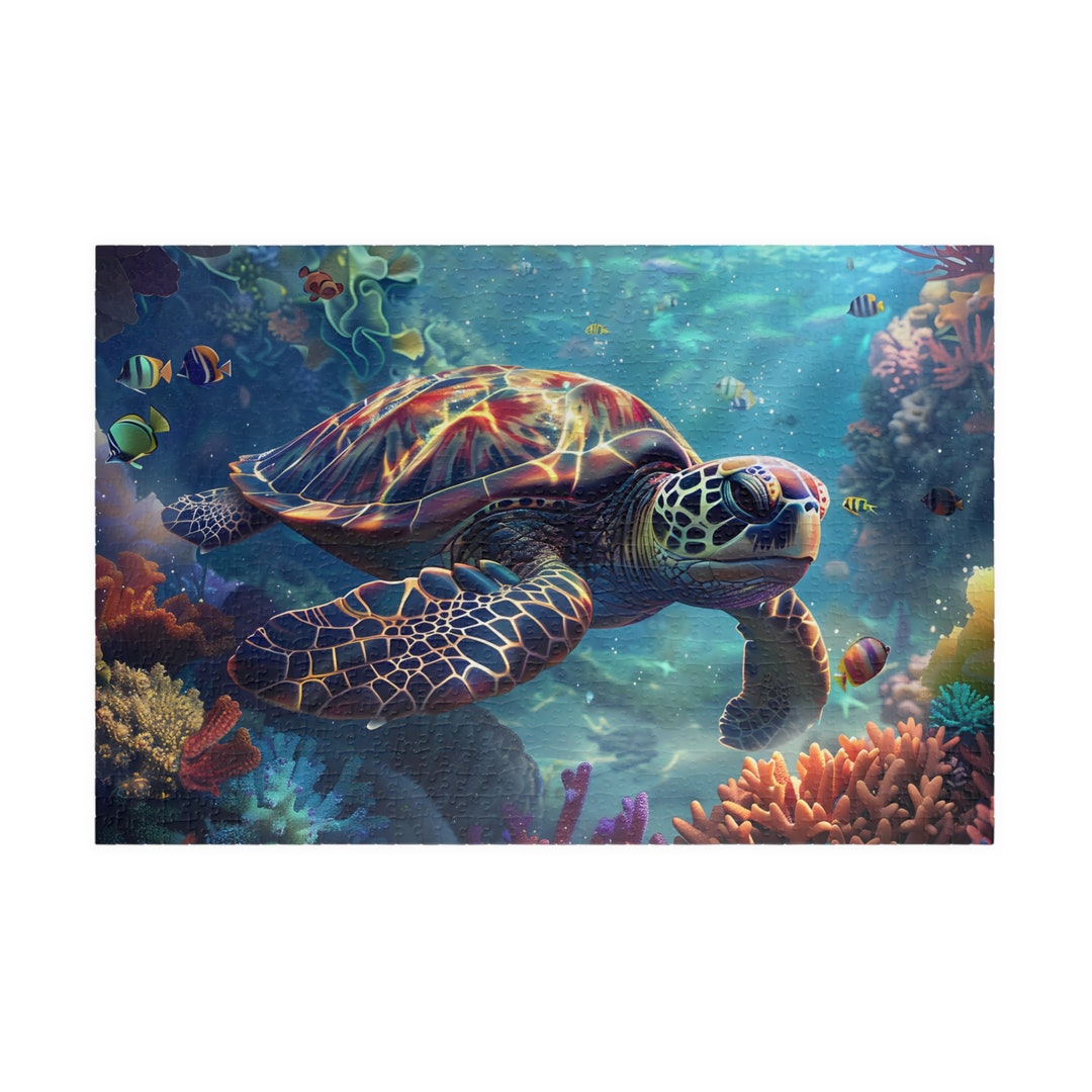 Sea Turtle Jigsaw Puzzle: Underwater Coral Reef, Family Fun - Etsy