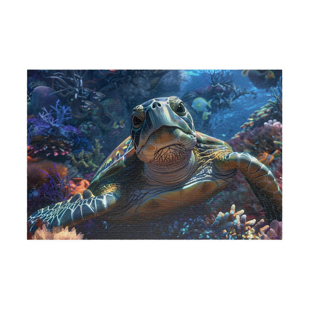 Sea Turtle Jigsaw Puzzle: Coral Reef Animal Puzzle - Etsy