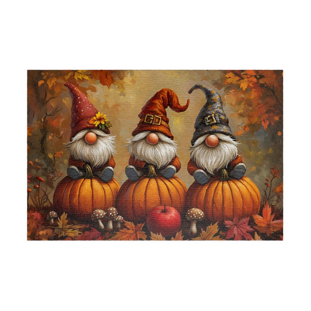 Falls Gnomes Puzzle 110, 252, 520, 1014-piece Gnome Art, Fall or ...