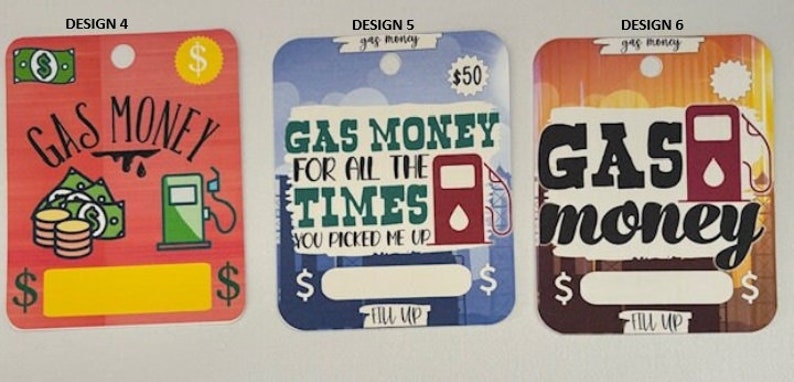 Gas Money Cards, Money Holding Cards, Gas Allowance, Money Holder, Gas ...