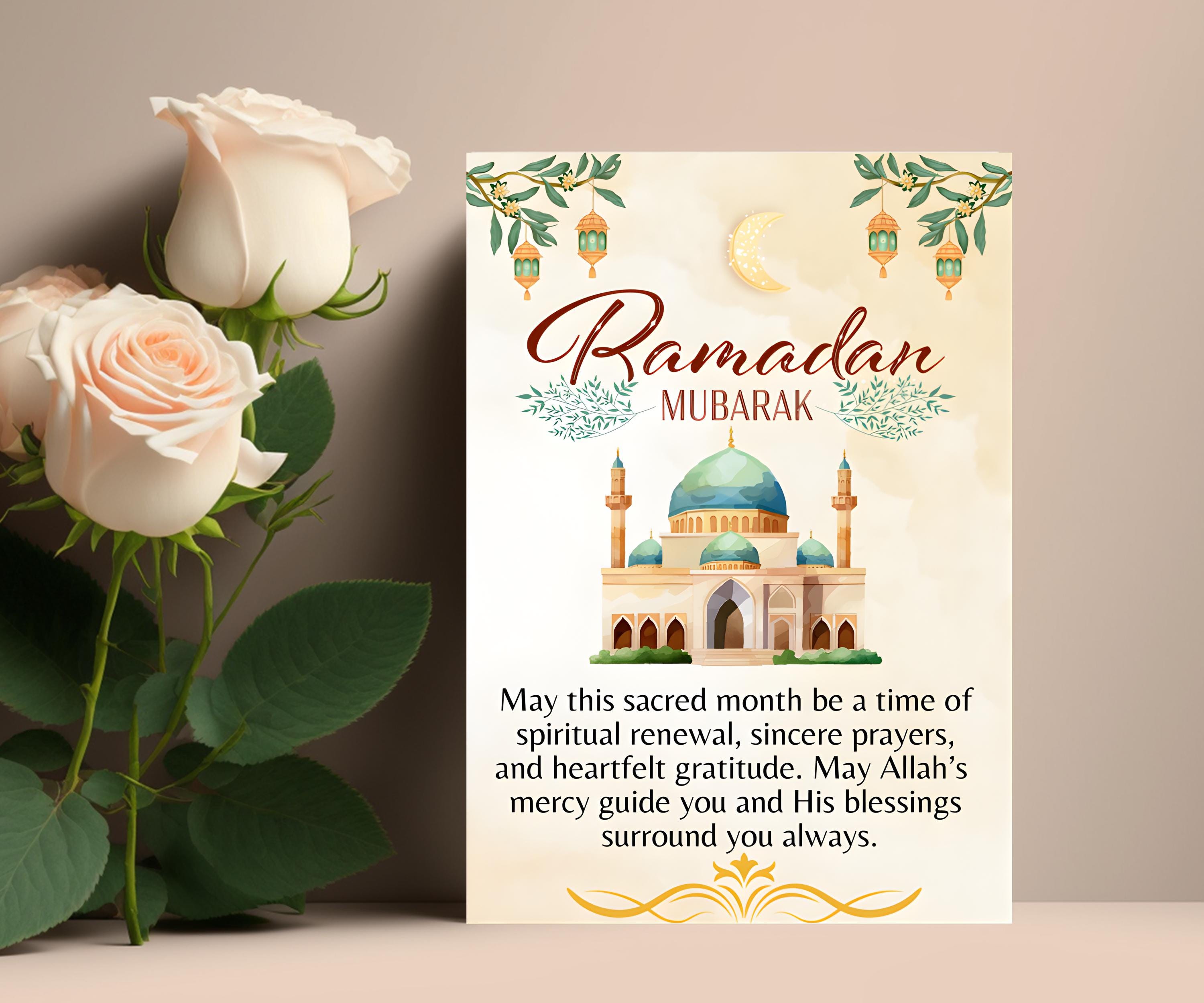 Ramadan Mubarak Customizable Greeting Card, Islamic Ramadan ...