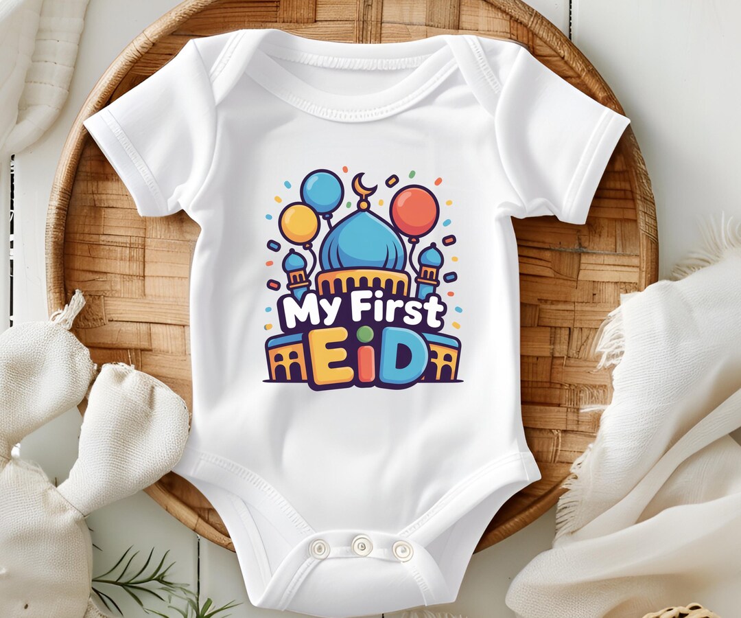 My First Eid Baby Boy Onesie, Eid Outfit for Baby, Muslim Baby Bodysuit ...