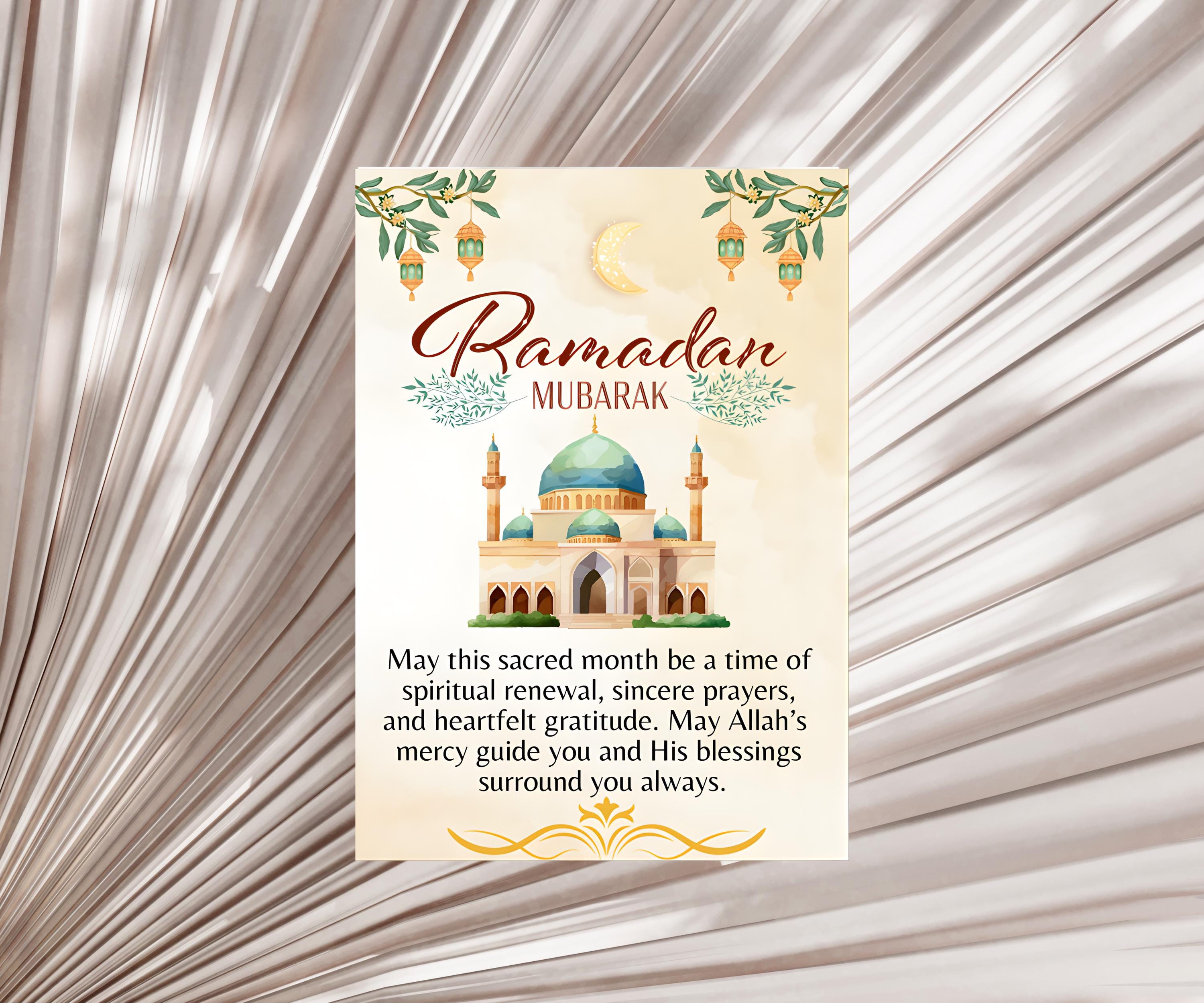 Ramadan Mubarak Customizable Greeting Card, Islamic Ramadan ...