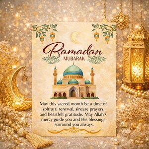 Ramadan Mubarak Customizable Greeting Card, Islamic Ramadan ...
